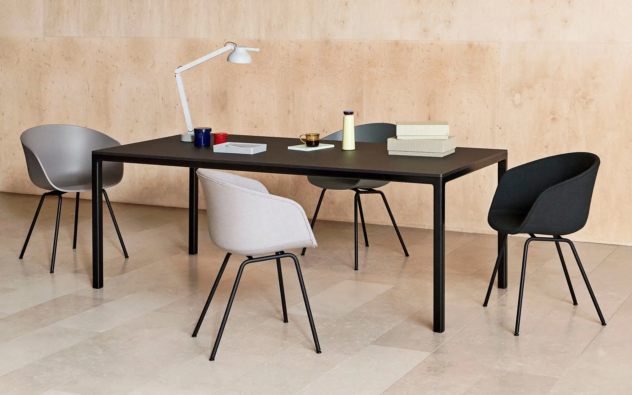 Simple Modern Office Meeting Table Study Desk Wood Grain With Metal Leg ...