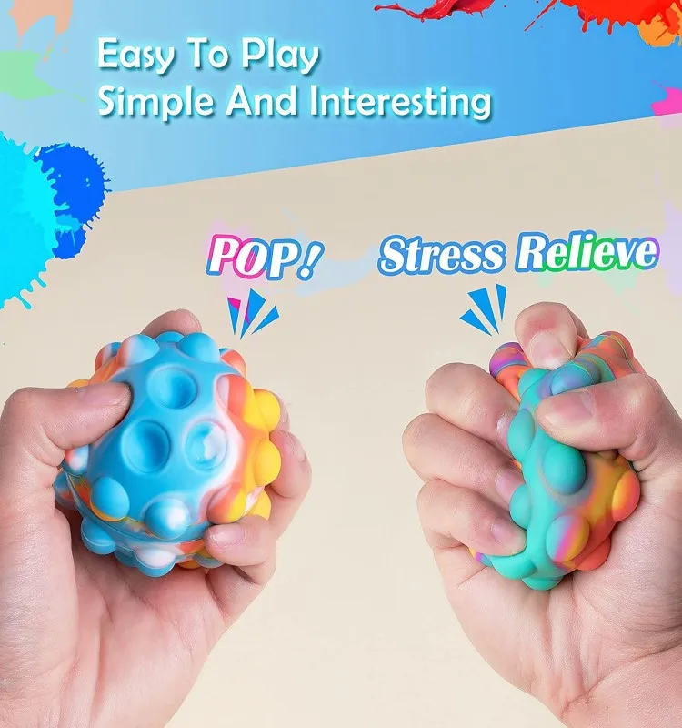 Popping Sensory Squeeze Fidget Toy Mini Rainbow Color New Push Pop ...