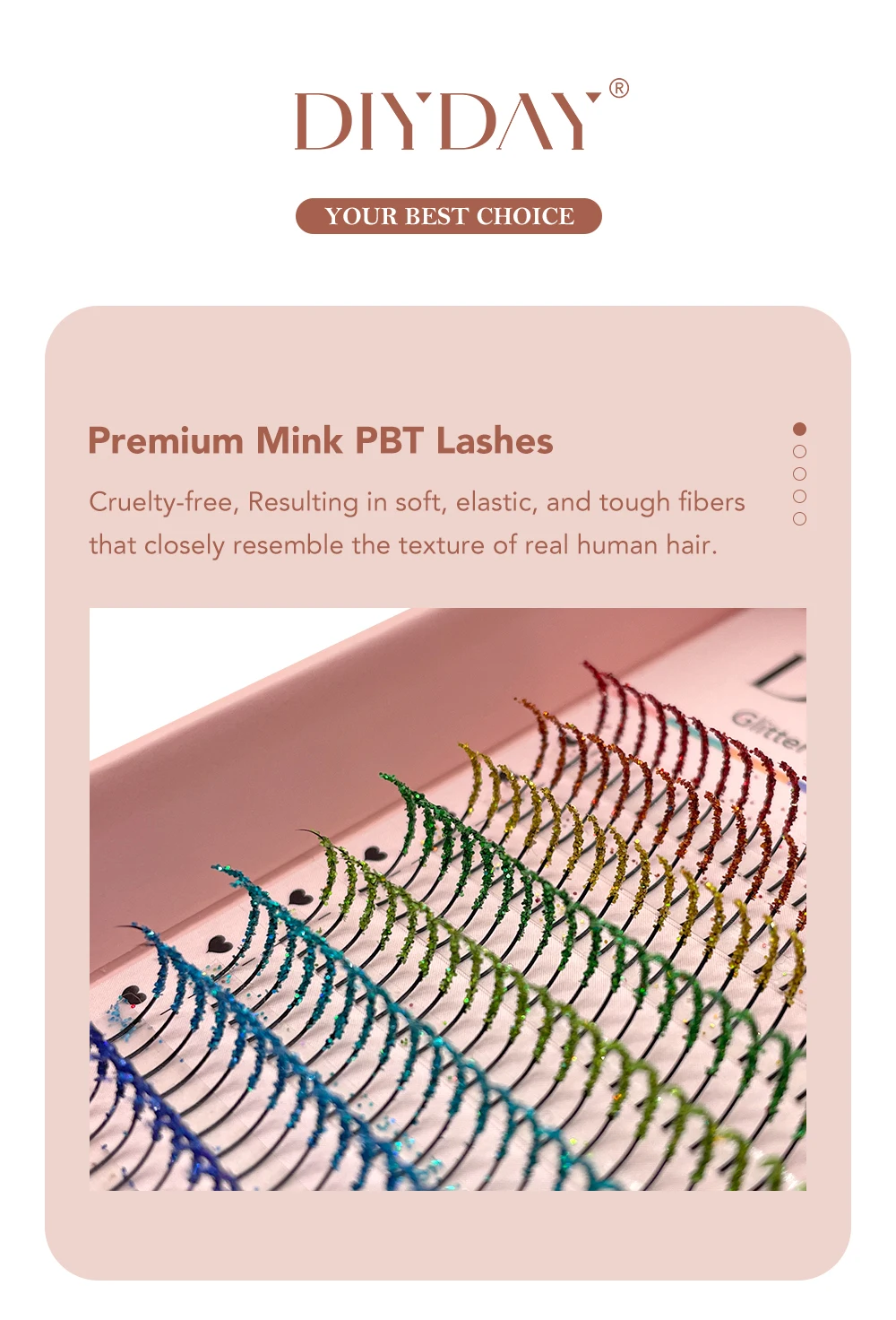 DIYDAY Korean Neon Colored Glitter Eyelashes Strips Individual Mink ...