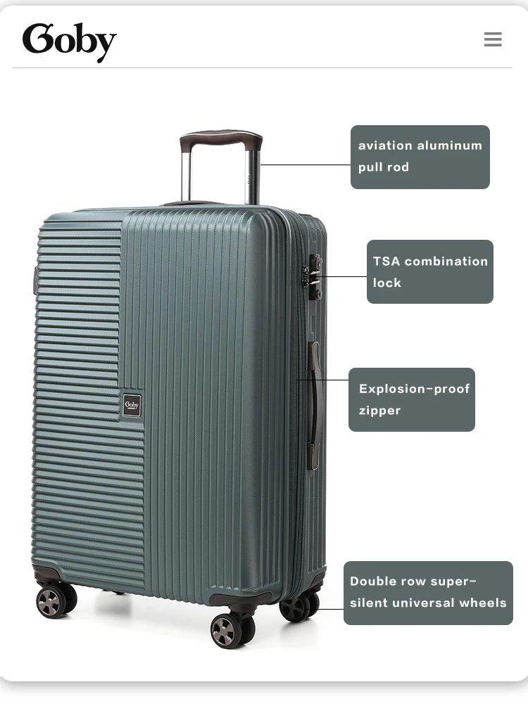 Goby London Luxury ABS PC Travel Carry on Spinner Wheel Trolley