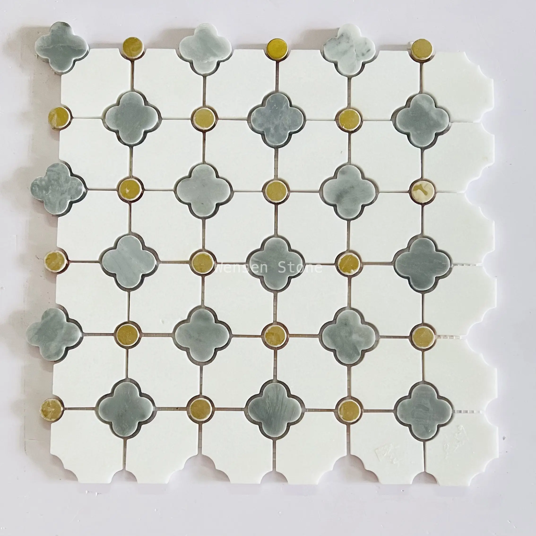 Decorative Mosaic Tile White Marble Mosaic Flooring Marble Mix Brass ...