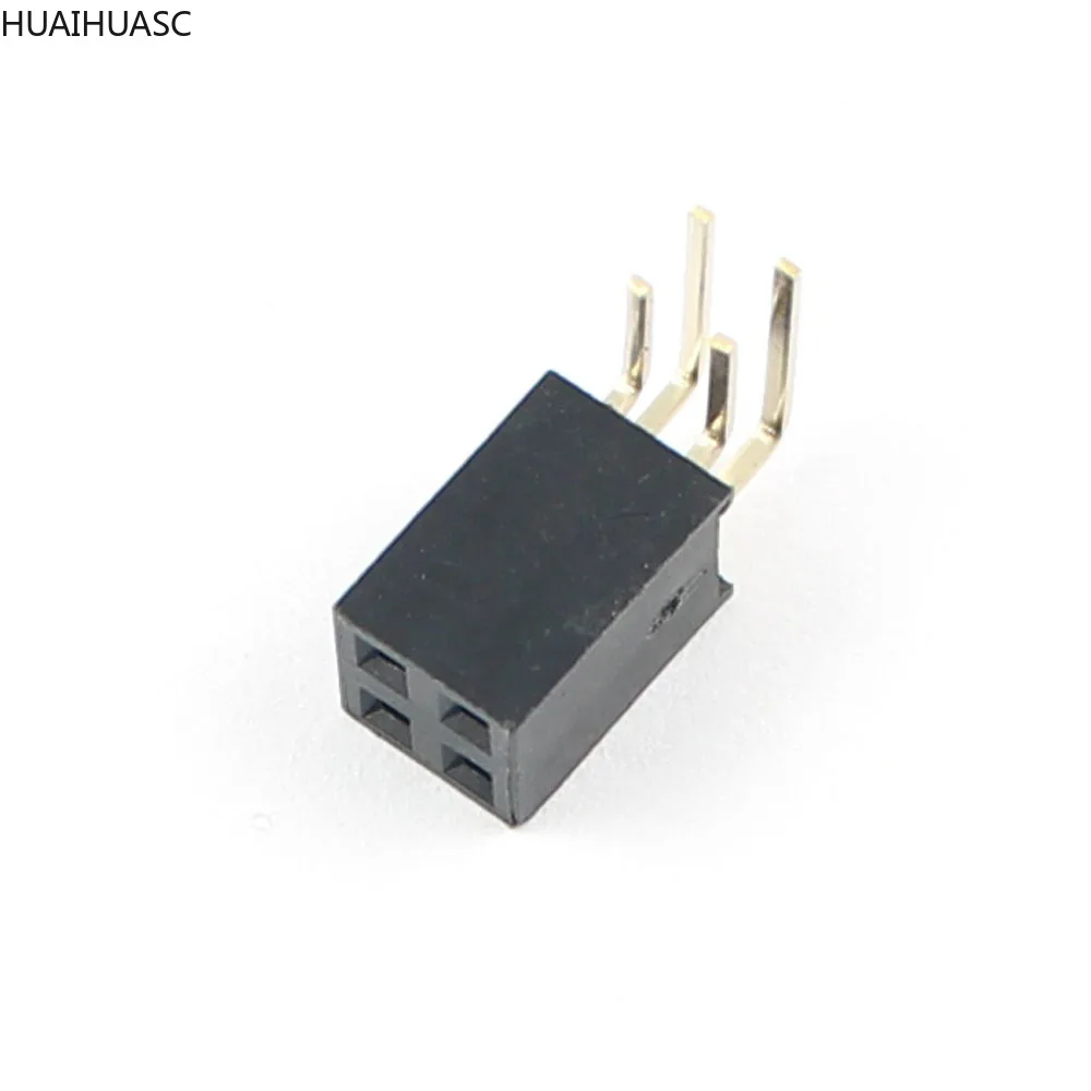 2.54mm Pitch 2x2 4 Pin Female Double Row Right Angle Header Strip ...