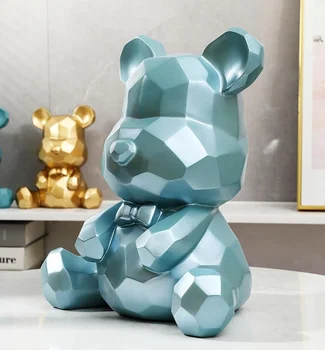 Modern Cute Geometric Sculpture Violent Resin Bear Statues Figurine ...