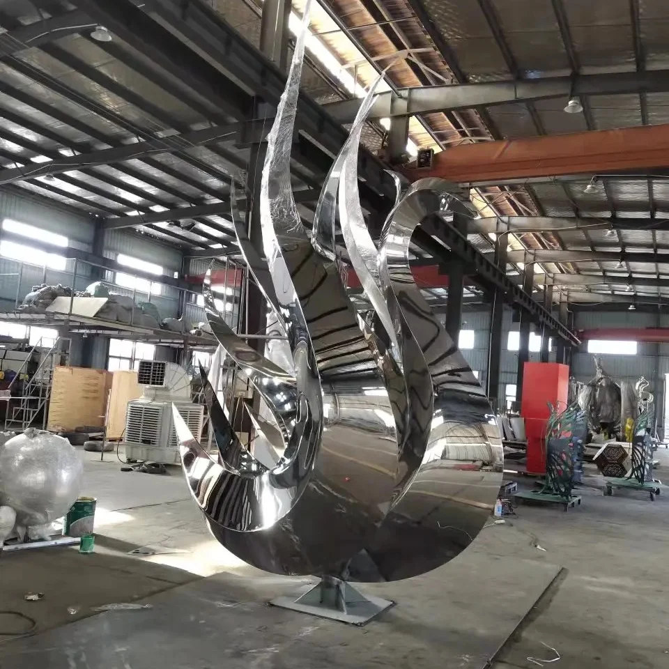 Contemporary Metal Art Angel Swan Statue Large Mirror Polished ...