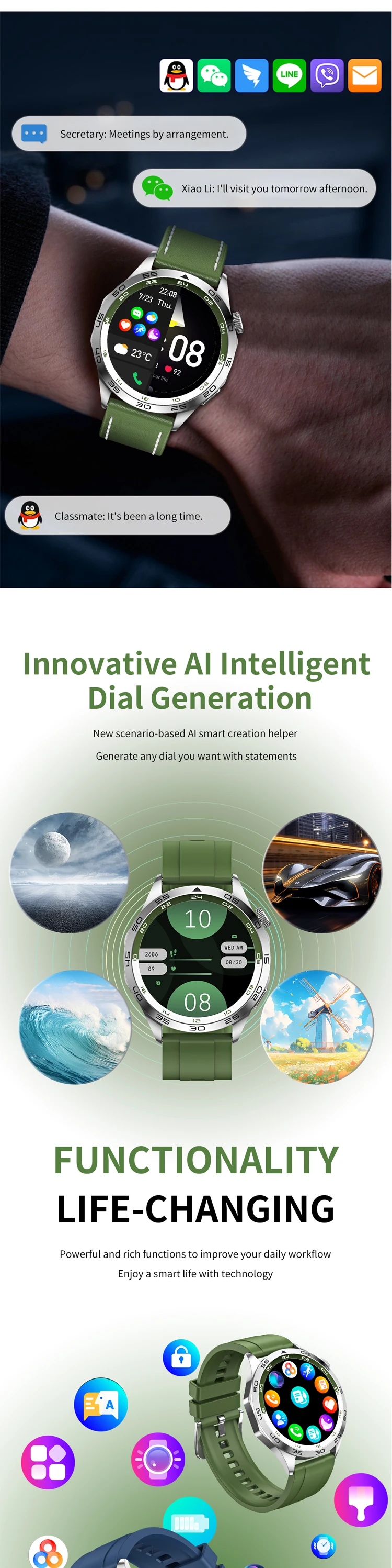 Big Size Round Smart Watch Gt4 Pro+ 1.6 Inch Phone Calling Nfc ...