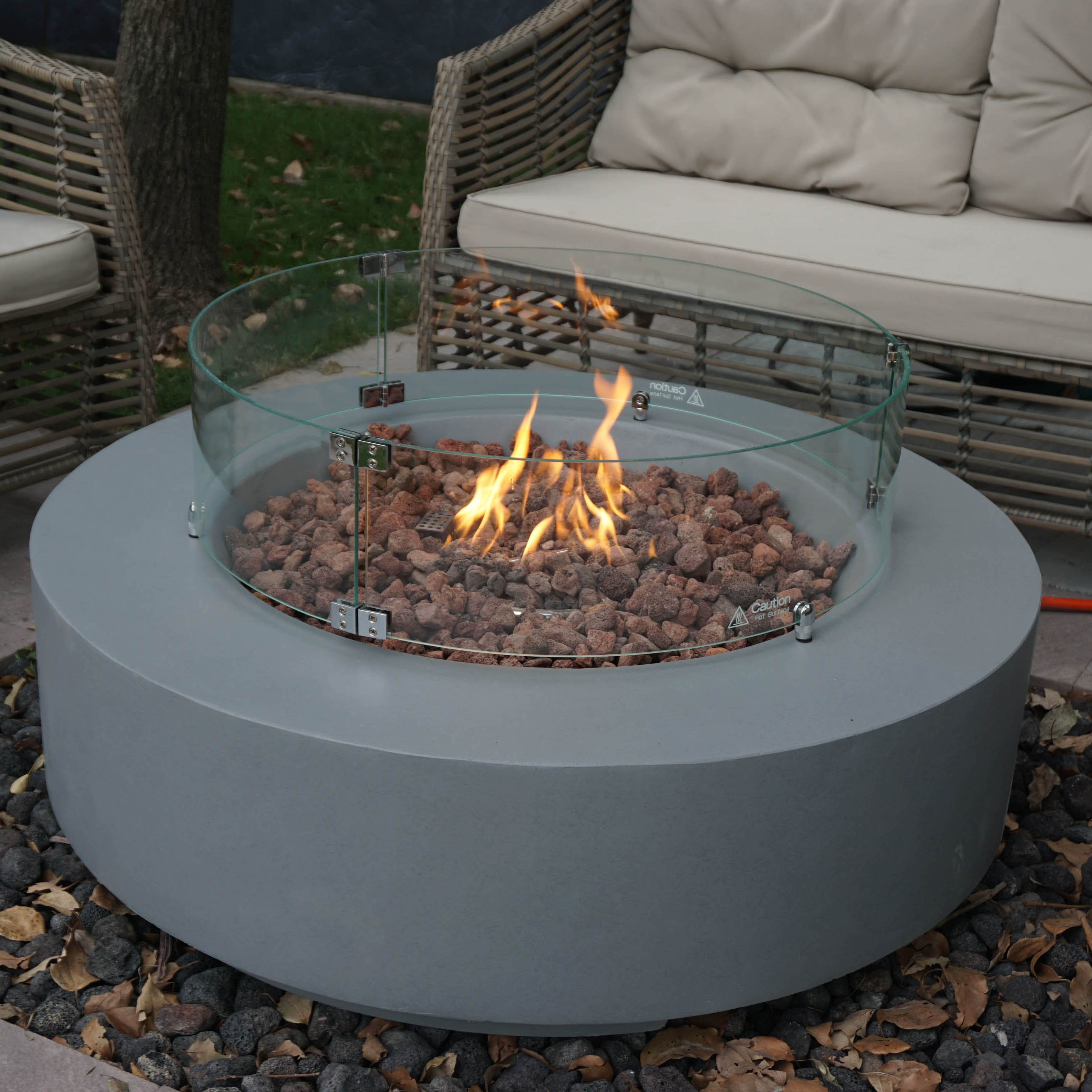Outdoor Heater Multi-color Options Liquid Gas Round Concrete Fire Pit ...