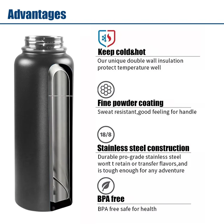 32oz Termos Sport Metal Thermal Thermos Motivational Gym Insulated ...