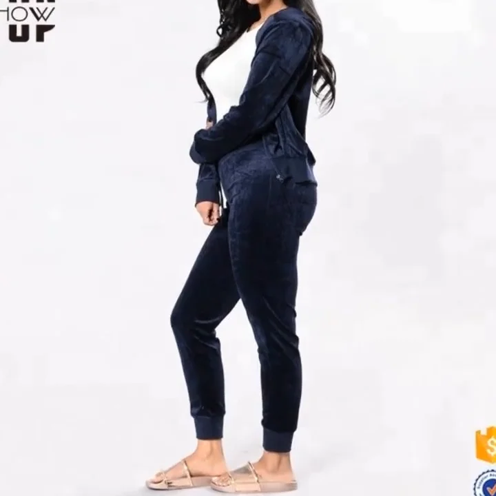 China Factory Blank Velvet Tracksuits For Women New Design Track Suit ...