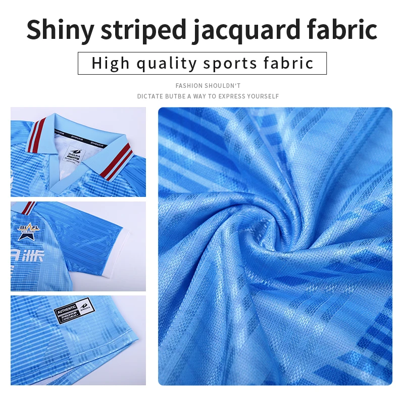 Wholesale Top Quality Breathable Retro Collar Soccer Jersey