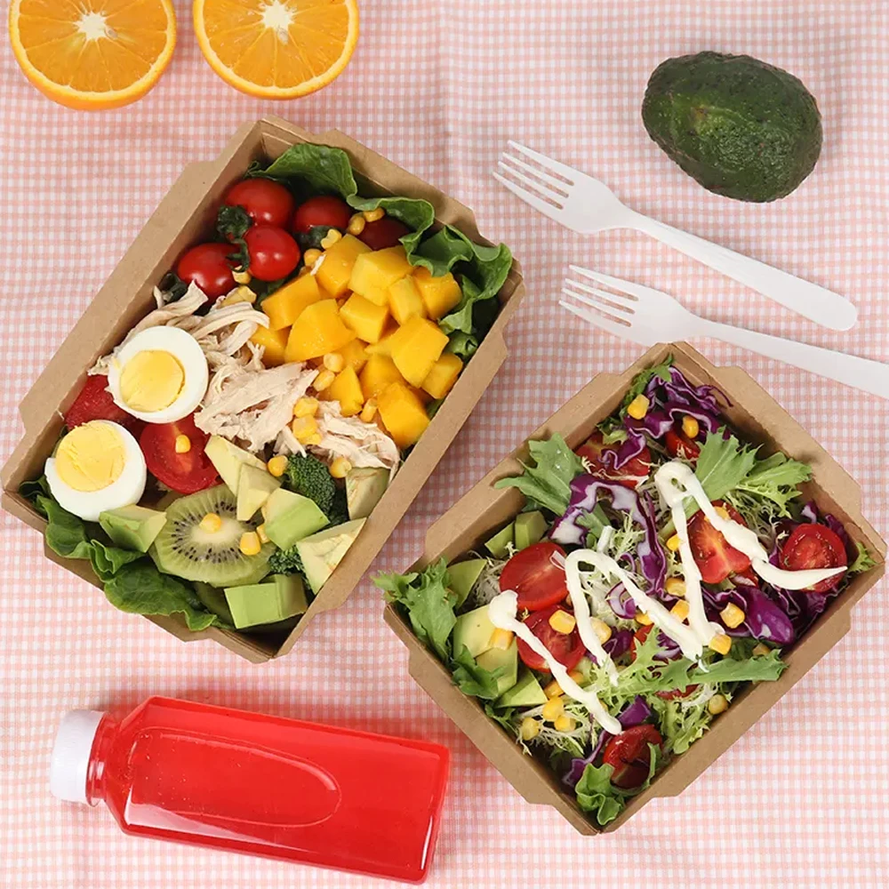 50 Oz Recycle Takeout Food Containers Disposable Kraft Packaging Paper ...