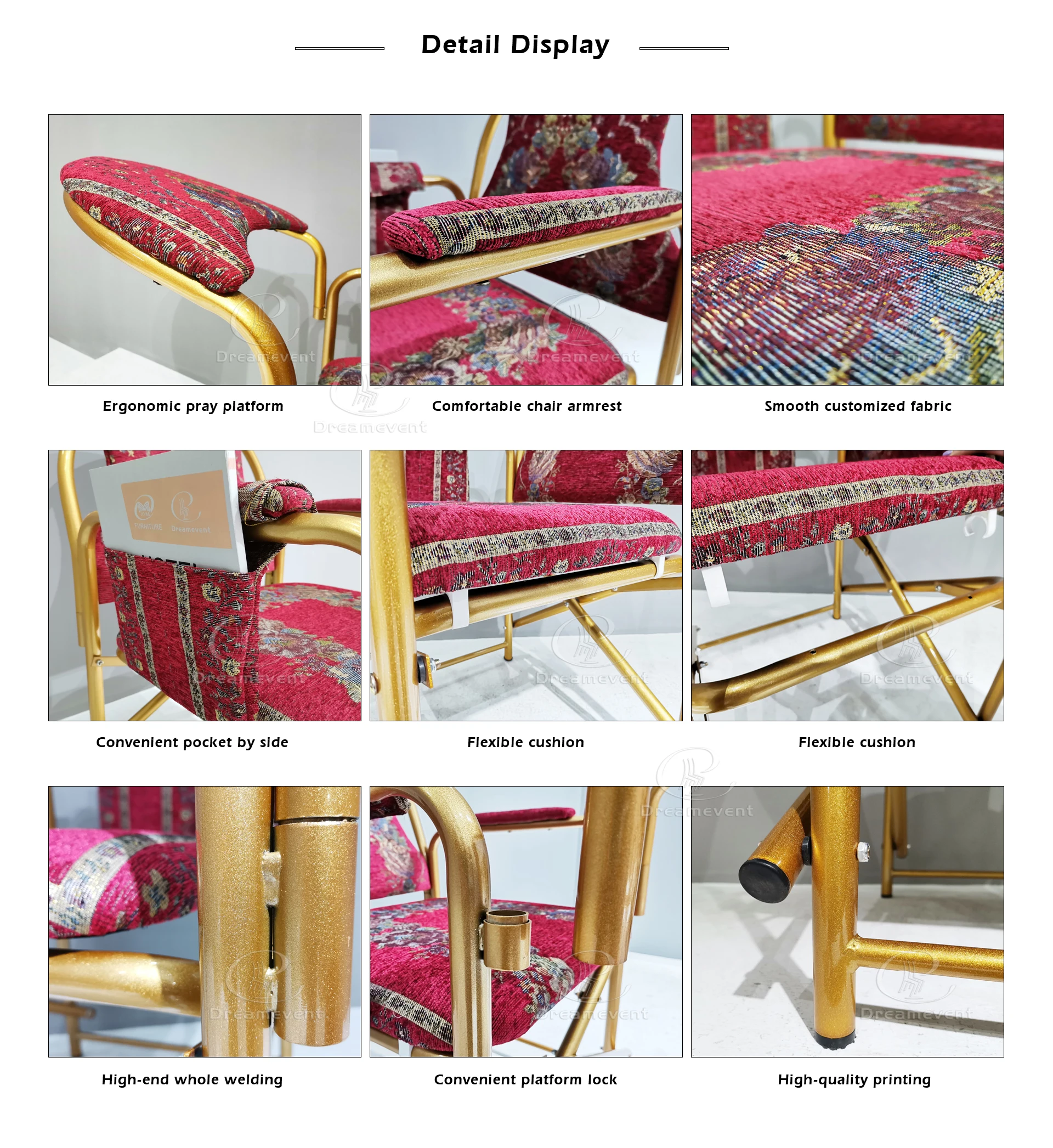 Stackable Metal Prayer Chairs - Original Design & Durability