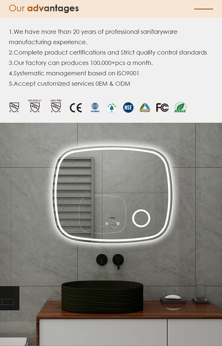 Fogless Backlit Intelligent Vanity Led Mirror Decoration Wall Mounted ...