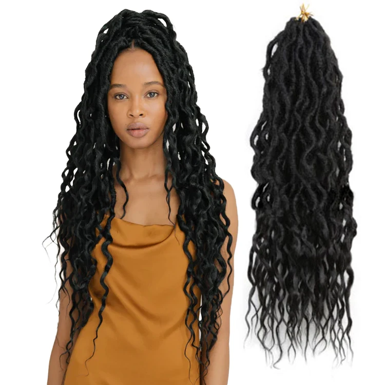 16inch 24inch Goddess Locs Crochet Hair Wavy Faux Locs With Curly Ends ...