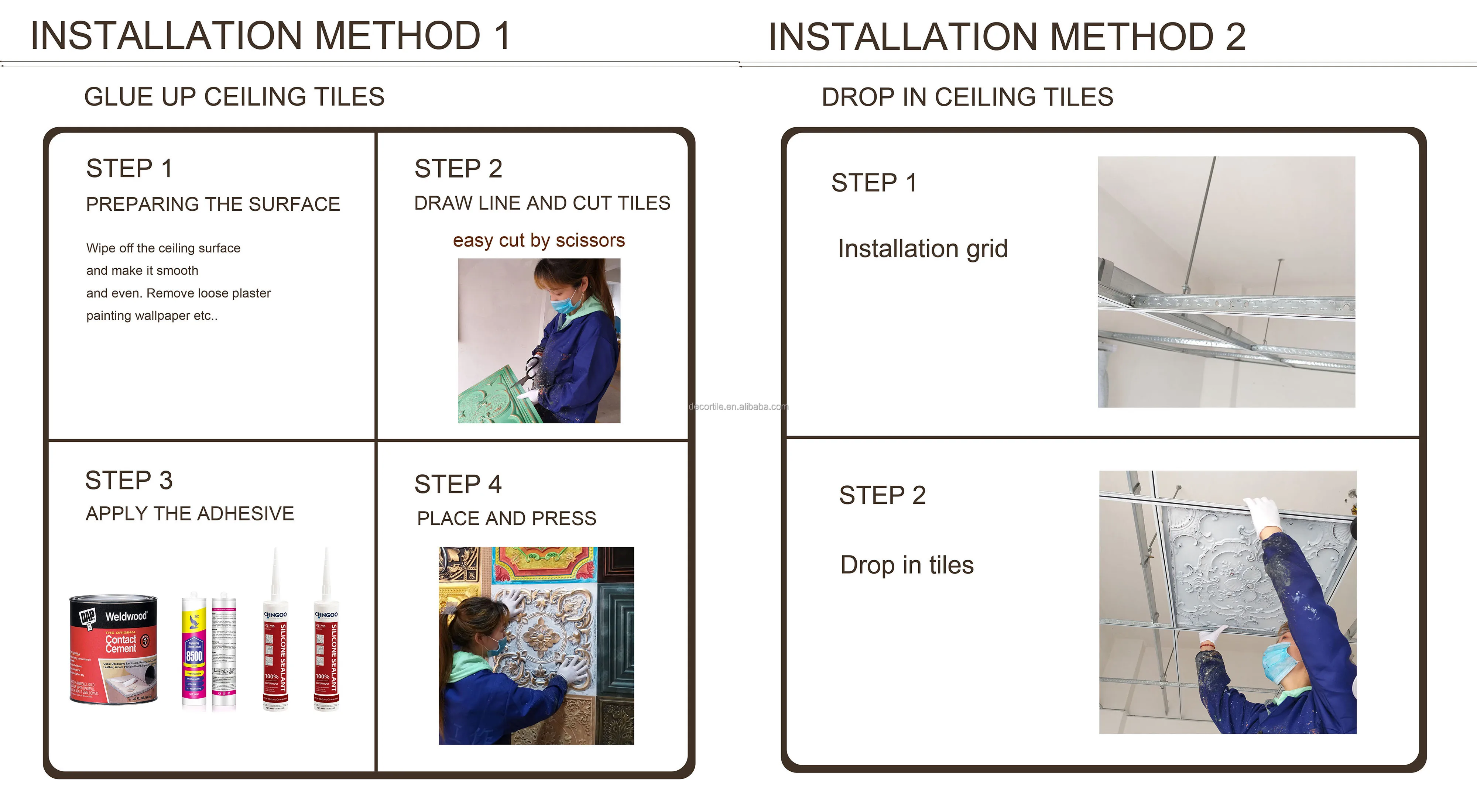 Decorative Ceiling Panels 3D Embossed Wall Board Drop Ceiling Tiles ...