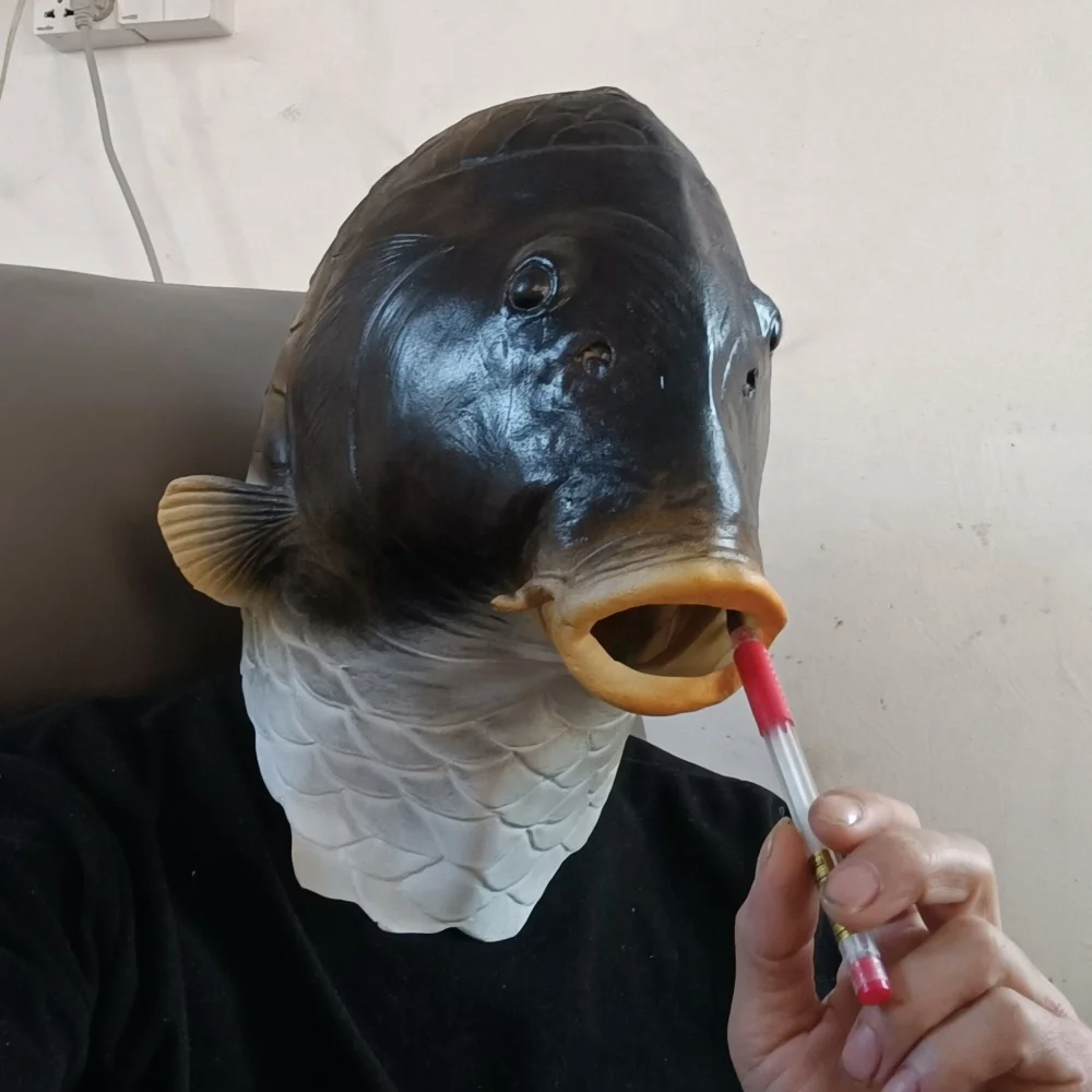 Realistic Fish Head Mask Animal Latex Mask Headgear Halloween Funny ...