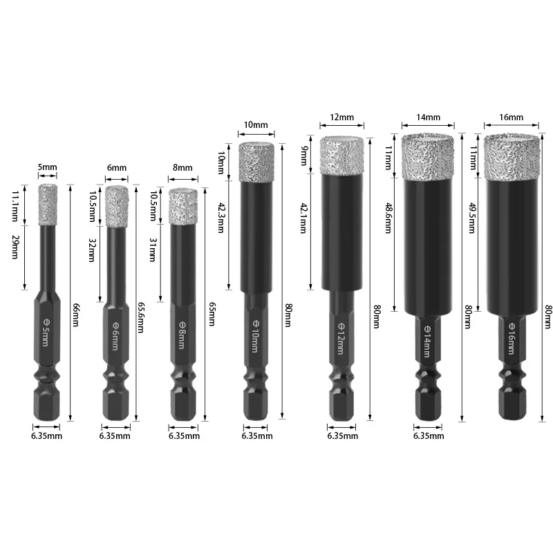 7PC M14 Brazed Diamond Drill Bit Black Hole Saw Drilling Bit| Alibaba.com