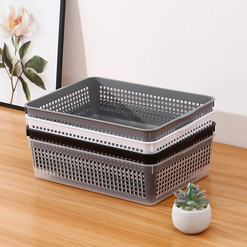 Rattan plastic stackable snack storage box bathroom bath basket ...