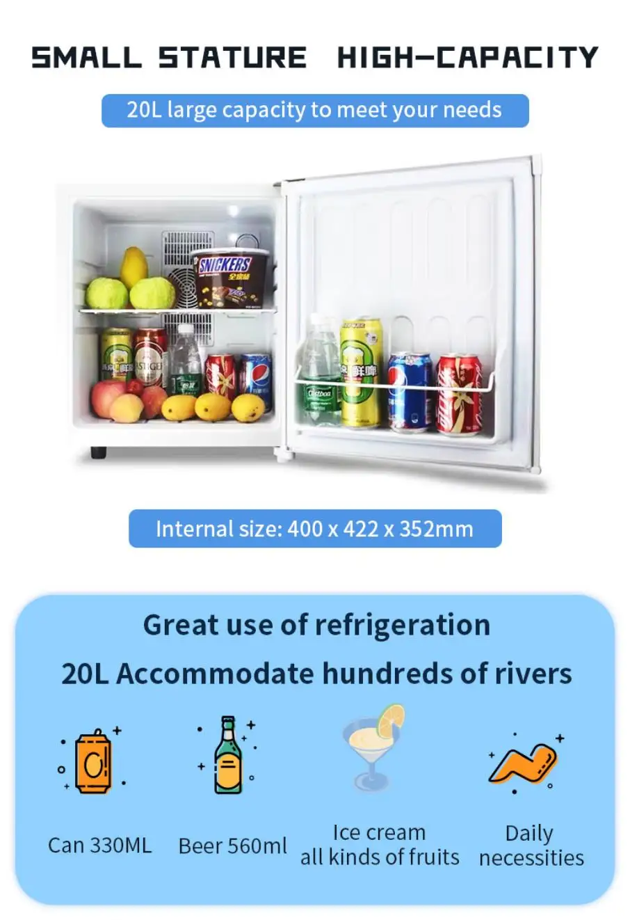 Wholesale 30L Air Cooling Glass Door Portable Mini Bar Fridge for Home