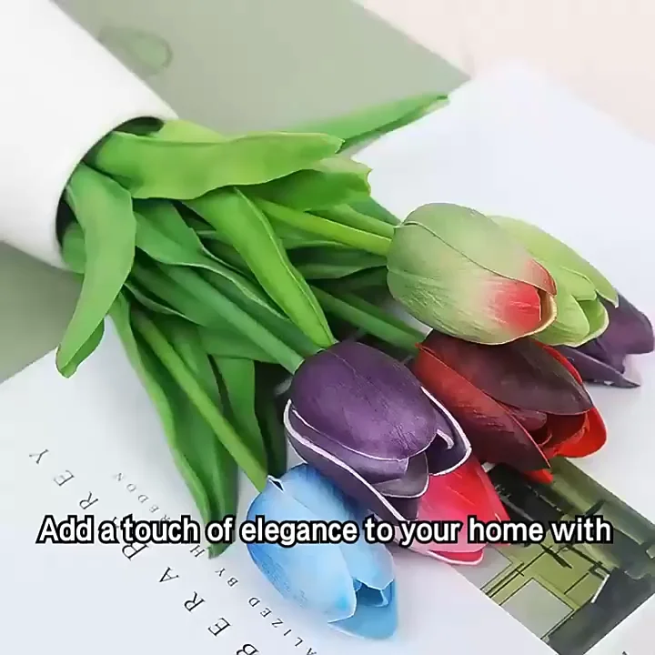 Lusiaflower Real Touch Mini Tulip Artificial Flowers Lifelike Soap Tulip Home Wedding Decor ...