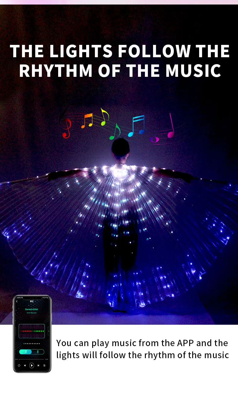 Adult Multifunctional LED Wings Belly Dance Light up Wings With Remote ...