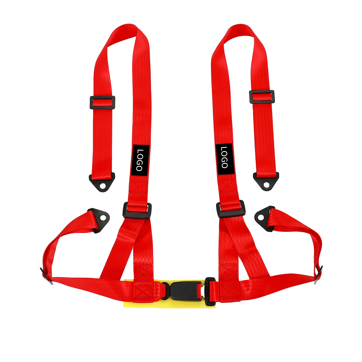 2 Inch Universal 4 Point Racing Car Seat Belt Safety Harness Red Black ...