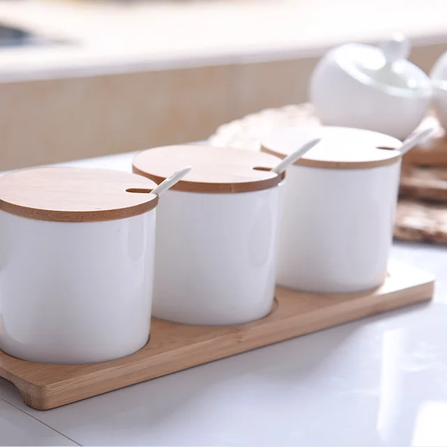 Custom Salt And Sugar Container Ceramic Spice Jars Condiment Server ...