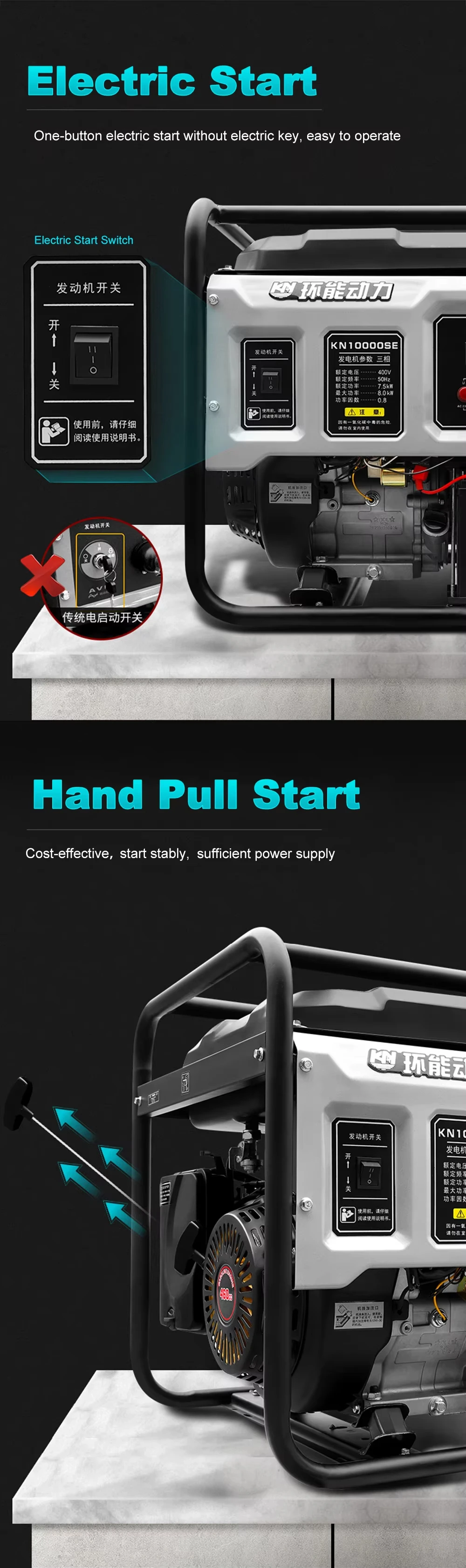 8KW Portable Gasoline Generator with Silent Inverter Technology