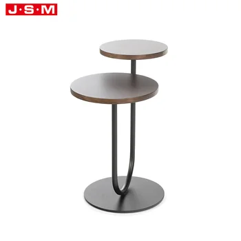 Hot Sale Nordic Indoor Black Round Veneer Top Metal Base Coffee Table ...