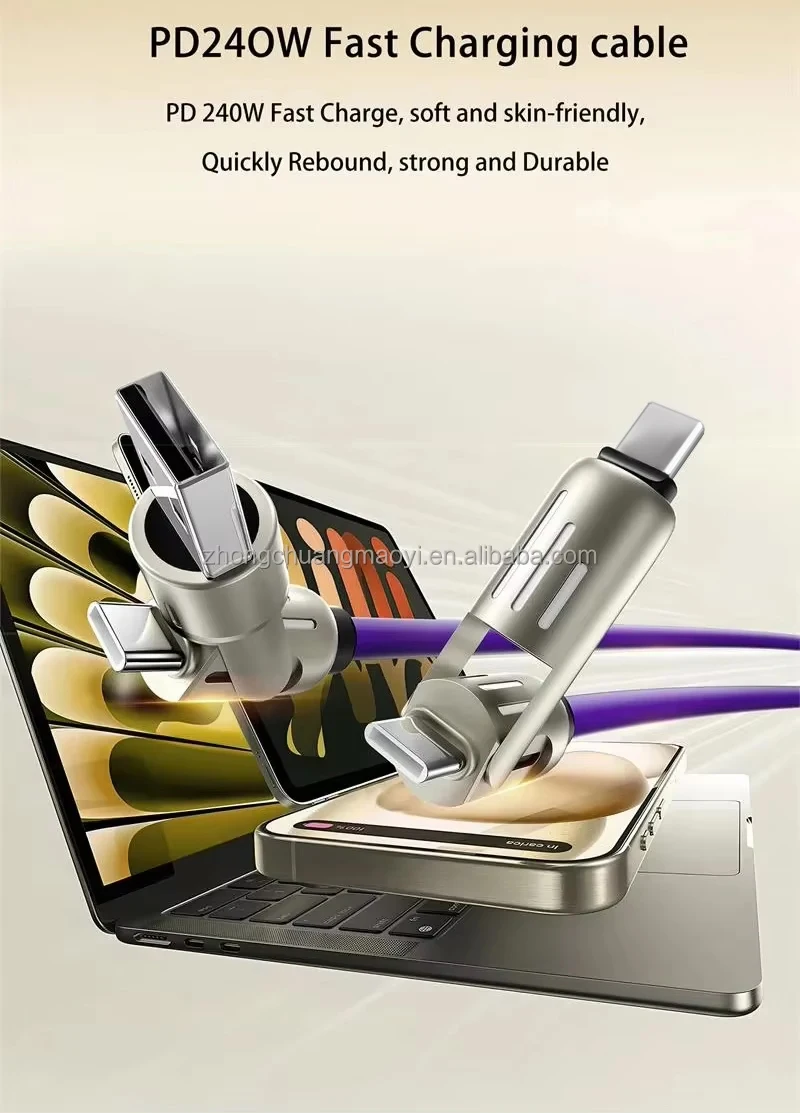 4 in 1 Multi Connectors Charger Rotating USB to Type-C 1.2m Mobile ...