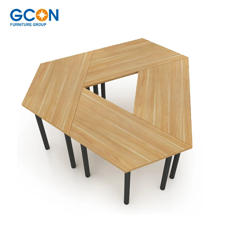 Modular Steel Frame Office Meeting Room School Training Trapezoid Table ...