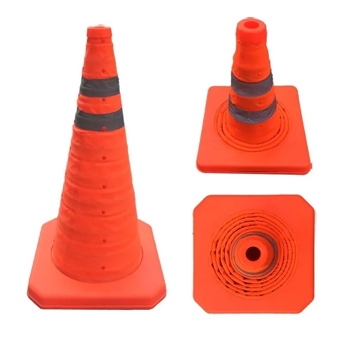 70cm Height Roadway Safety Orange Reflective Collapsible Traffic Safety ...