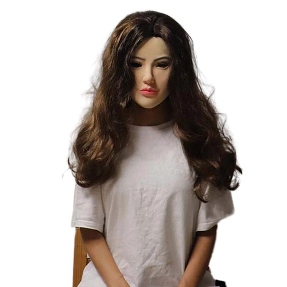 Realistic Latex Mask Female Woman Face Halloween Latex Mask Girl ...
