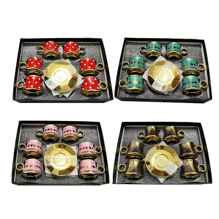 Turkish Coffee Cups Sets Of 6 Ottoman Anatolian Greek Arabic Tea Set Copper Espresso Mugs ...