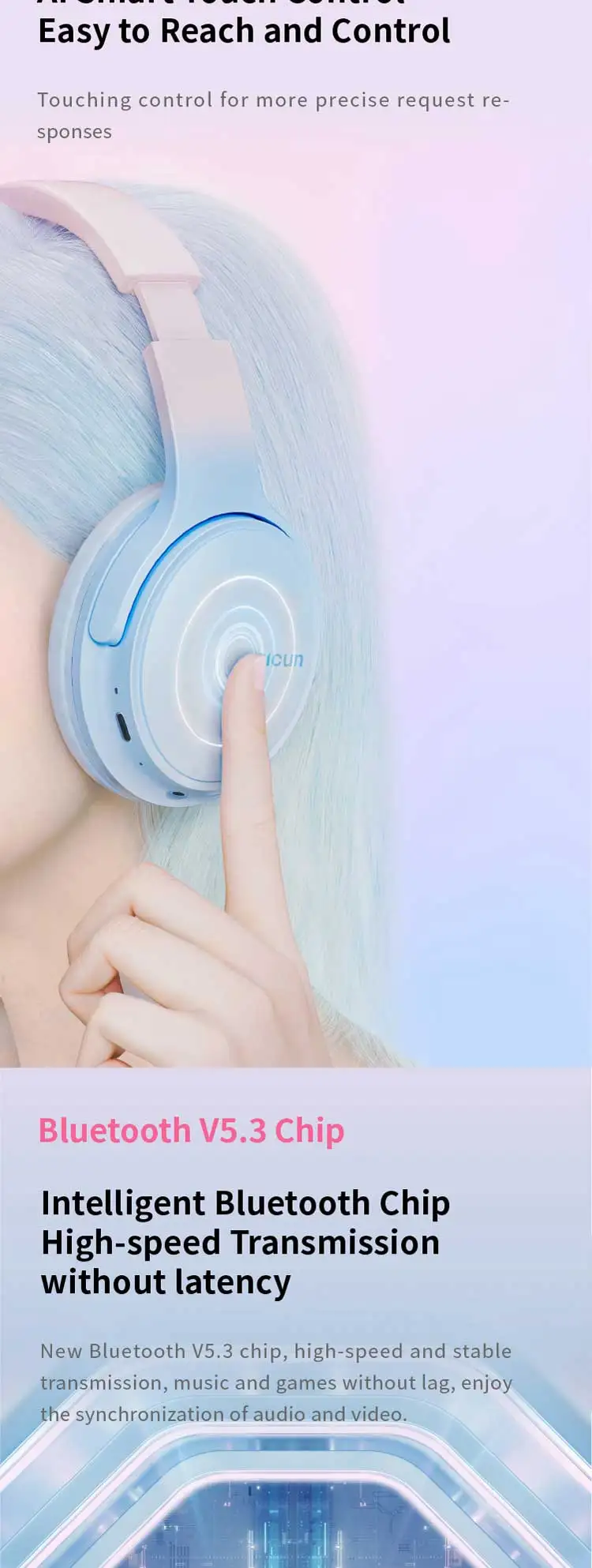 Picun Queen Foldable Retractable Bt Headphone Over Ear Bluetooth ...