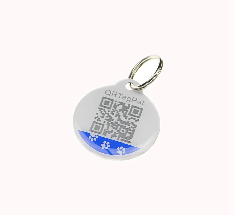 Iso14443a Qr Code Round Metal Epoxy Key Chain Rfid Keyfob Nfc Tag For ...
