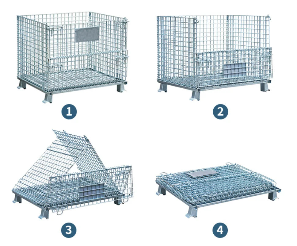 Lockable Stackable Metal Welded Wire Mesh Container Steel Storage Cage ...