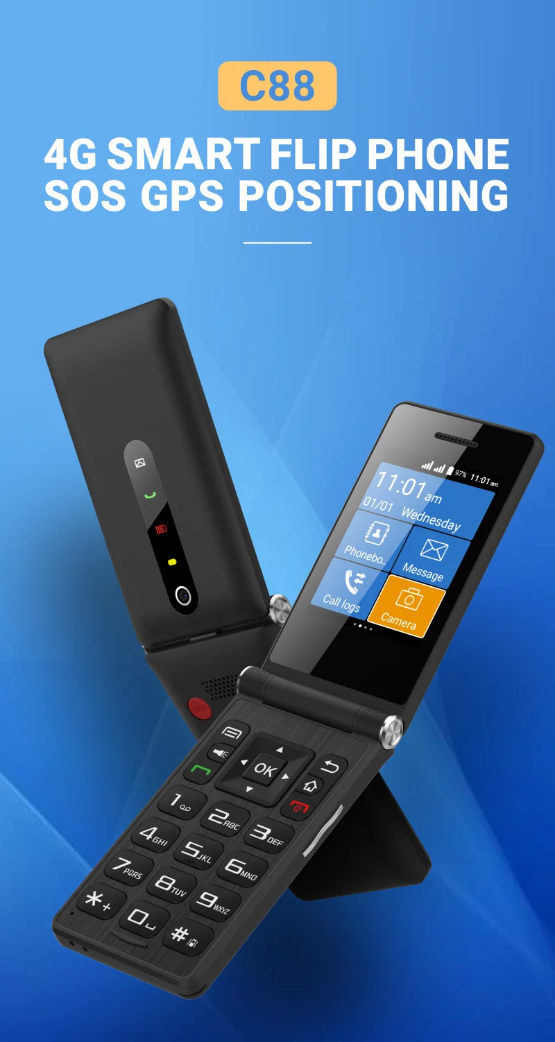 Wholesale Talking Keypad 4g Flip Feature Phone With Sos Gps Wifi Mocor ...