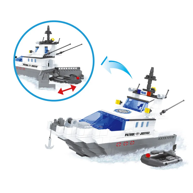 Cool City Police Race Patrol Boat Building Blocks Kits Gift Coast Guard ...