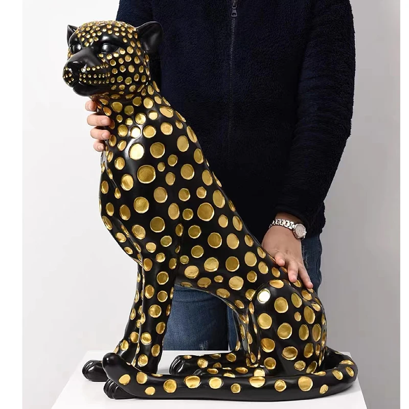 Custom Fiberglass Statue Anime Room - Home Leopard Sculpture