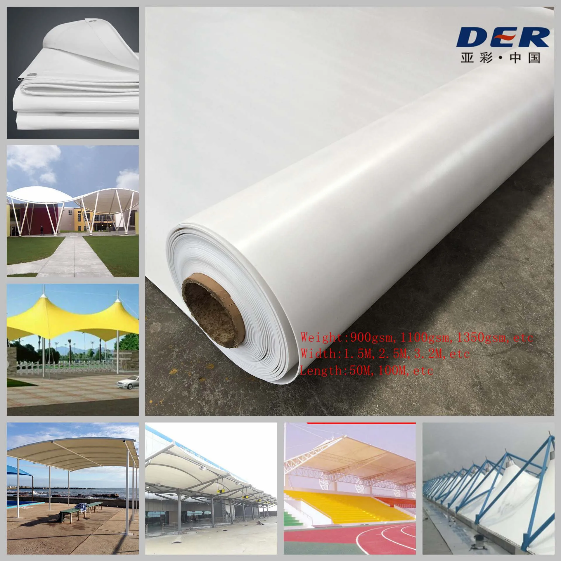 Wholesale Pvc Tensile Fabric Tent Membrane Structure Shelter Self-cleaning Fabric For Park ...