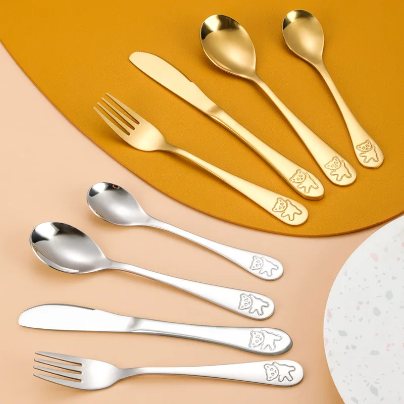 Cartoon Animal Cute Children Flatware Sets 304 Stainless Steel Child ...
