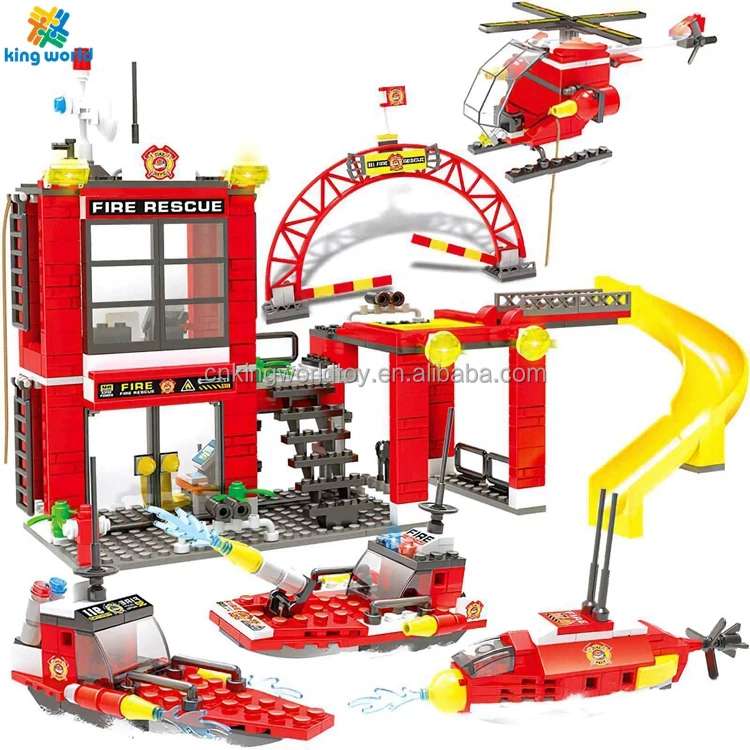 City Fire Station Moc Building Blocks Set 60373 Marine Fire Rescue Boat ...