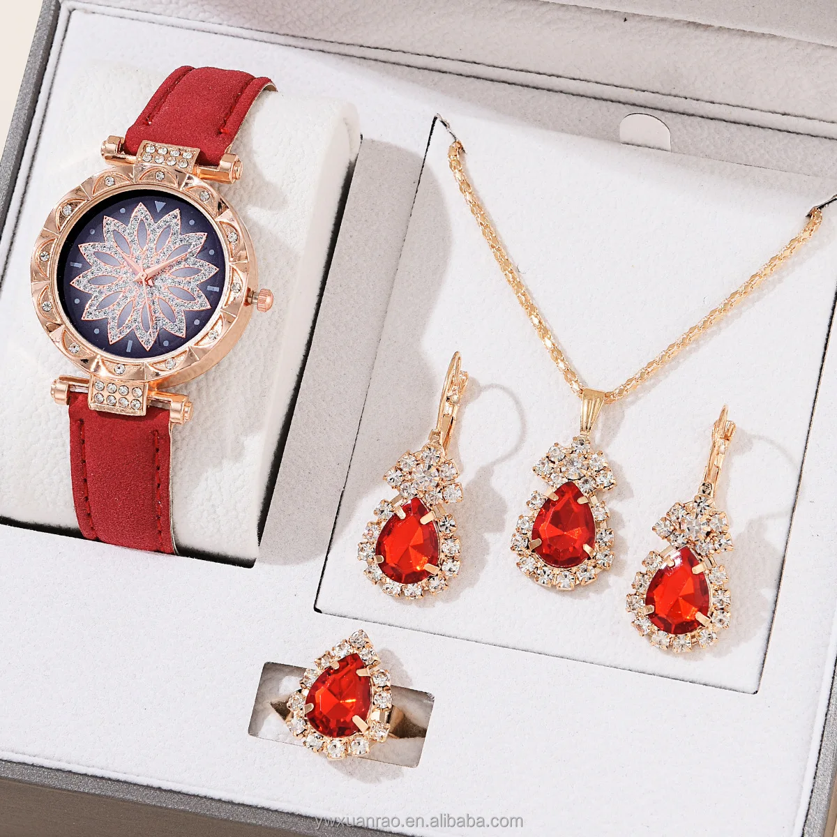 6092 Luxury Ladies Watches & 3pcs Jewelry Set Fashion Quartz Women ...