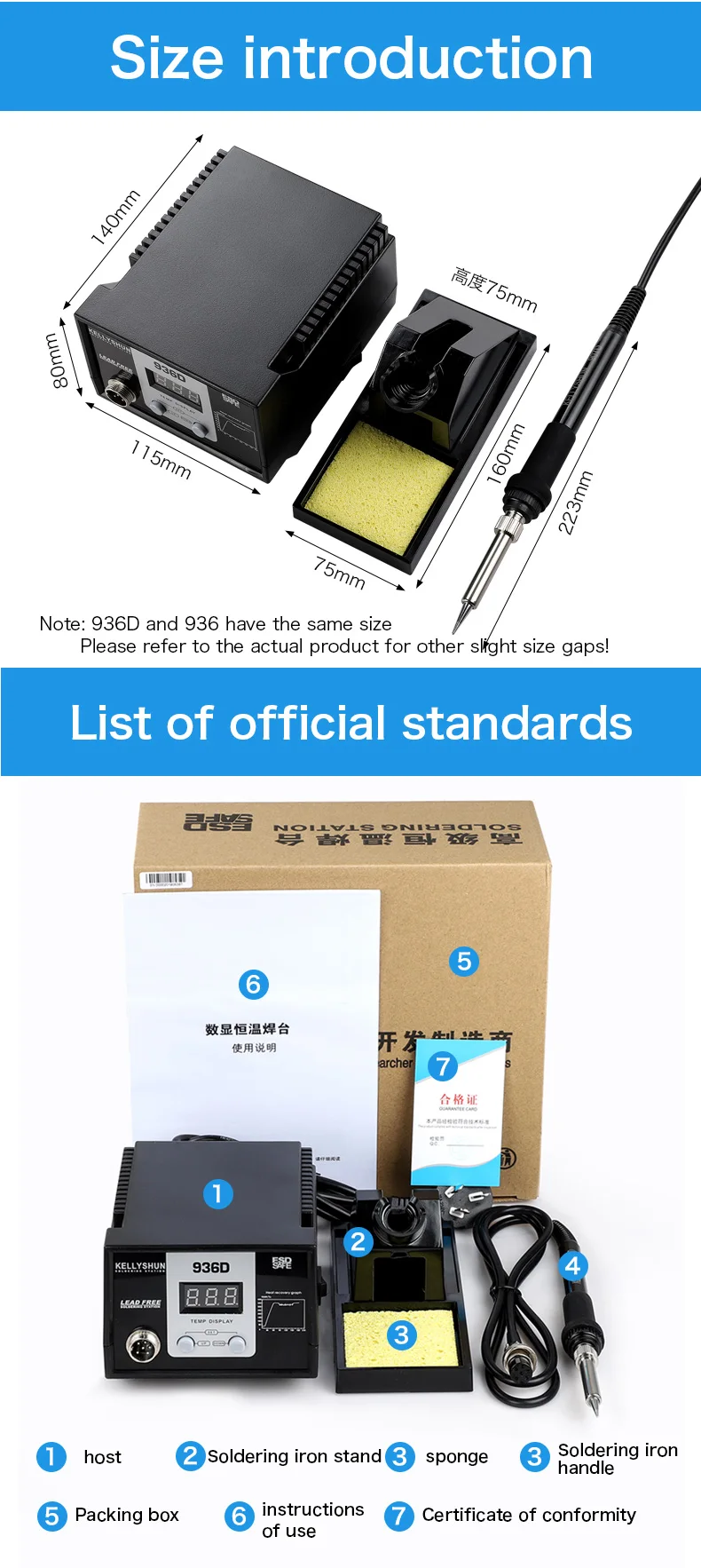 High-efficiency 936D Soldering Station - ESD Safe & Versatile