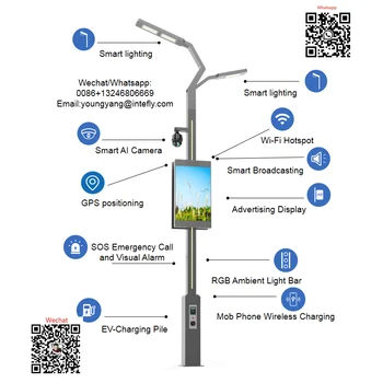 5g Smart Iot Light Pole Cctv Camera Wifi Hotspot Sos One-key Button P3 Led Display Digital ...