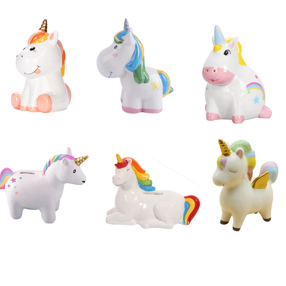 Magical Unicorn Money Bank - Hand Painted Ceramic Variant