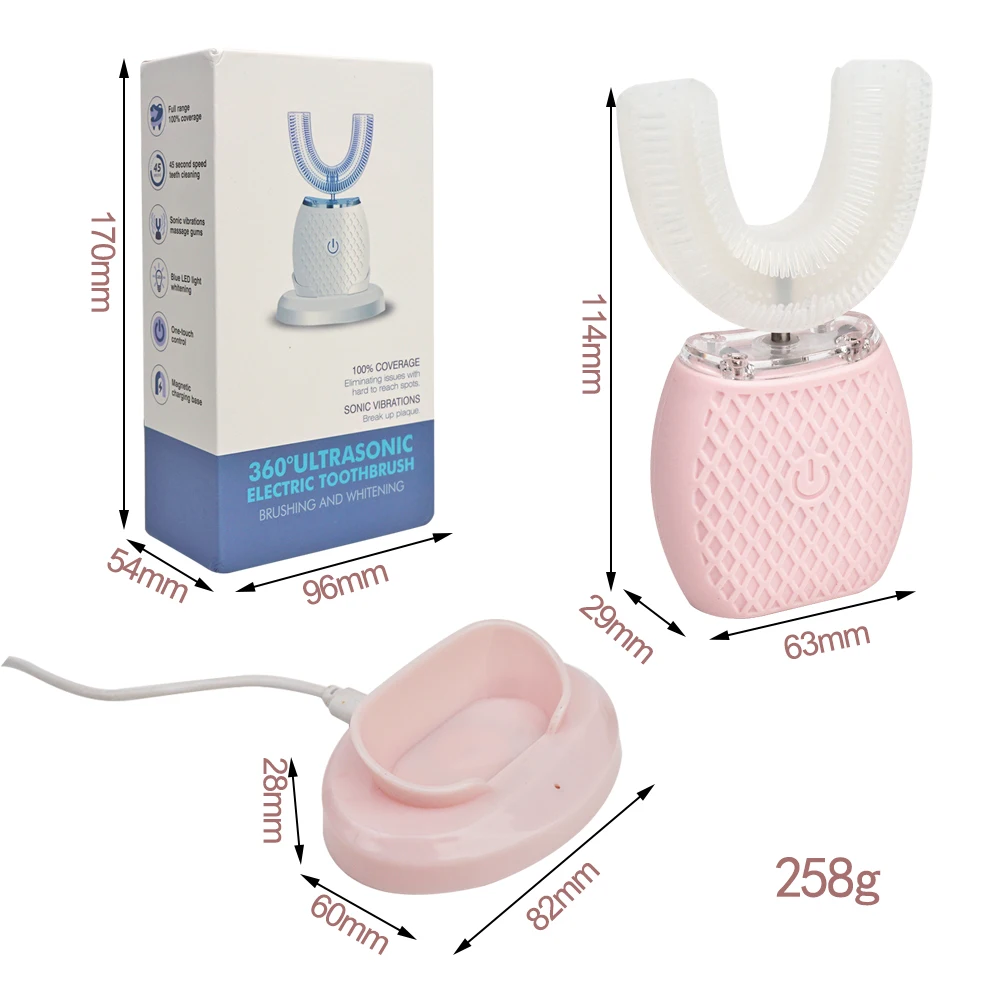 Intelligent Auto Ultra Sonic Electric Teeth Brush 360 Degrees U-shape ...