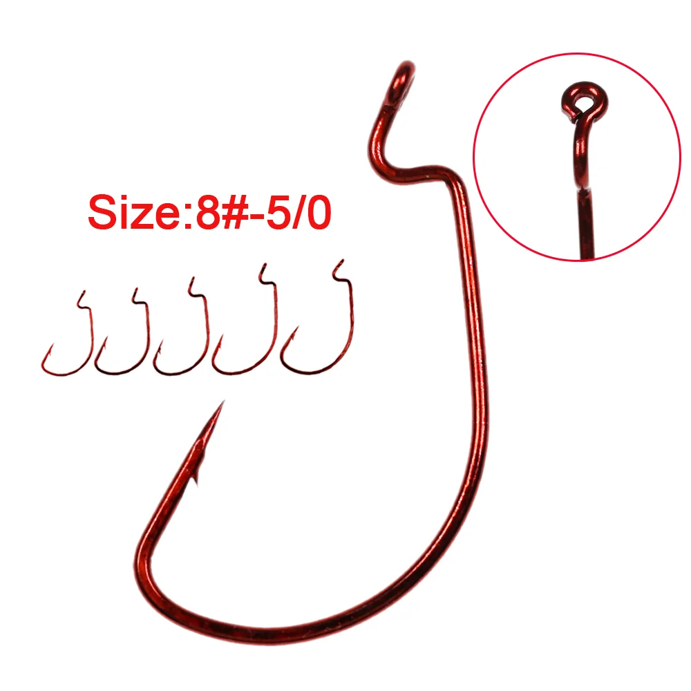Wholesale Red Rig Worm Crank Hook Pointed Bleeding Bait Wide Belly ...