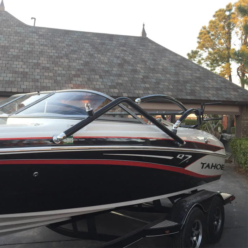 T78 Aluminum Wakeboard Tower - Black Polished & Easy Fold