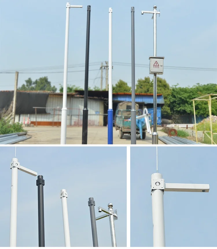 Outdoor Community Combined Monitoring Pole 3M 6M Galvanized Street ...